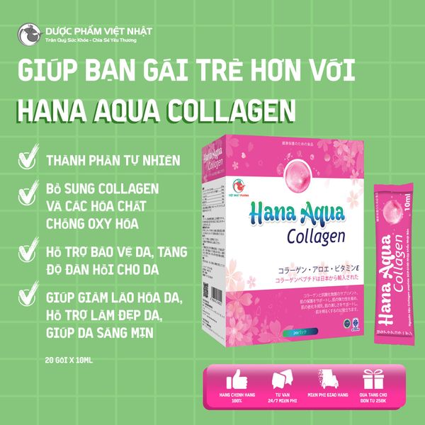 Nước Uống Đẹp Da Hana Aqua Collagen Việt Nhật - Hộp 20 gói x 10ml giá ...