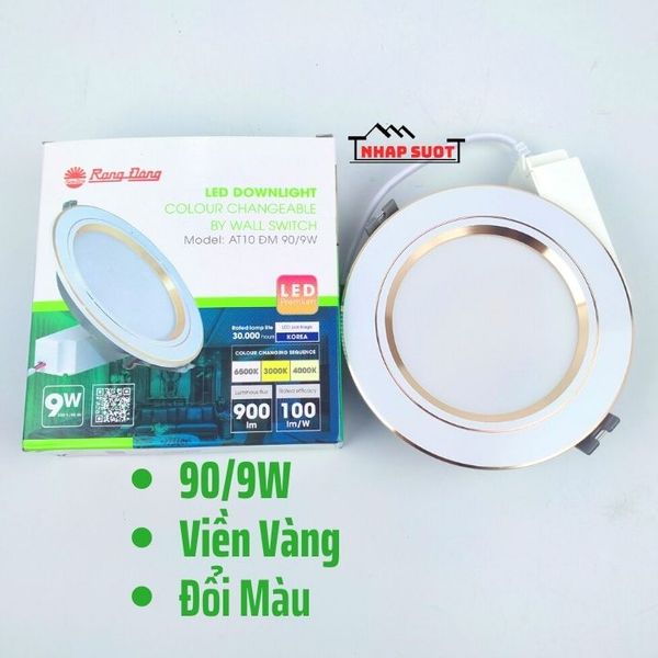[Chính Hãng] Đèn âm trần AT10 LED Rạng Đông 90/9W (đổi màu) (viền vàng ...