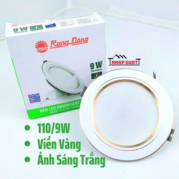 [Chính Hãng] Đèn âm trần AT10 LED Rạng Đông 110/9W (1 màu) (viền vàng ...