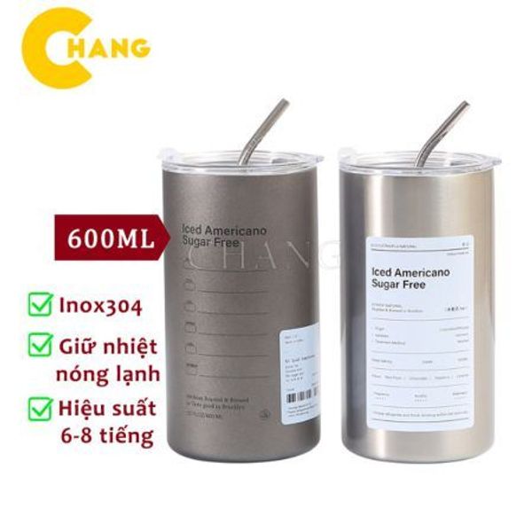 CỐC GIỮ NHIỆT 600ML INOX 304 CÓ ỐNG HÚT- Coffee Iced Americano giá sỉ, giá bán buôn - Thị Trường Sỉ