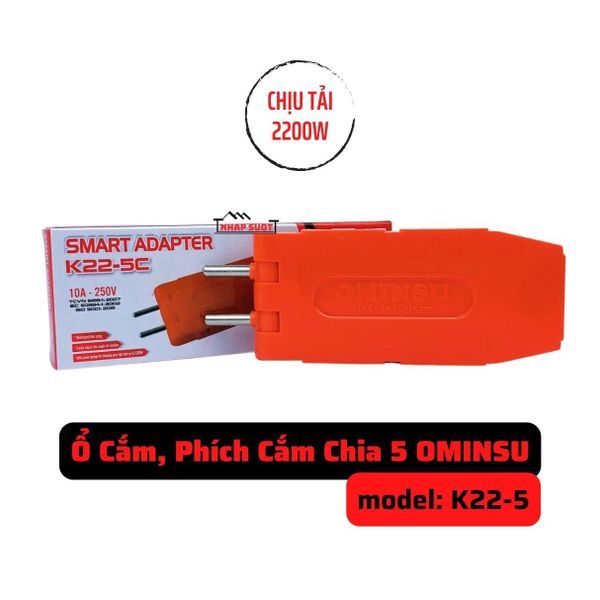 Ổ Cắm Chia 5 Ngả OMINSU Loại Dẹt Chịu Tải 2200W K22-5 giá sỉ, giá bán buôn - Thị Trường Sỉ