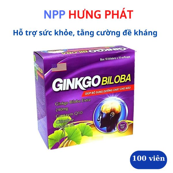 Ginkgo Biloba 240mg bổ não, tăng cường tuần hoàn máu hiệu quả hộp 100 ...