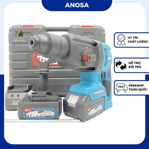 Máy khoan bê tông pin Makita 199v động cơ không chổi than, khoan bê tông 3 chức năng hàng cao ...