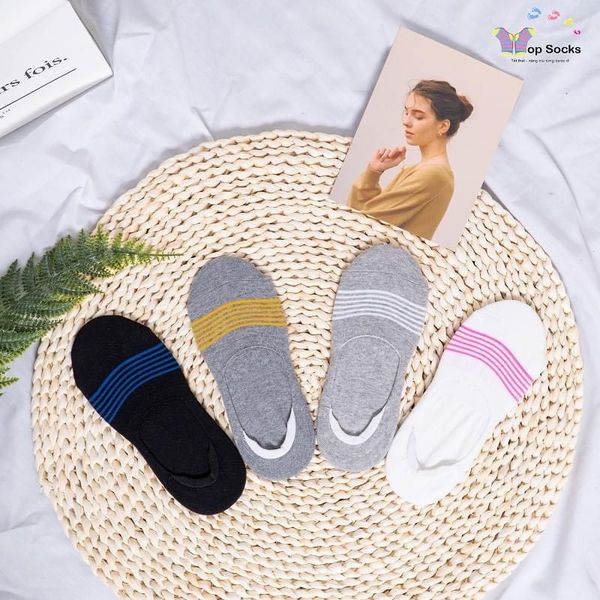 Set 4 vớ lười nam TUTO5 Menswear mẫu 6sọc ngang cao cấp ngắn có đệm cao su chống tuột STL04(ngẫu ...