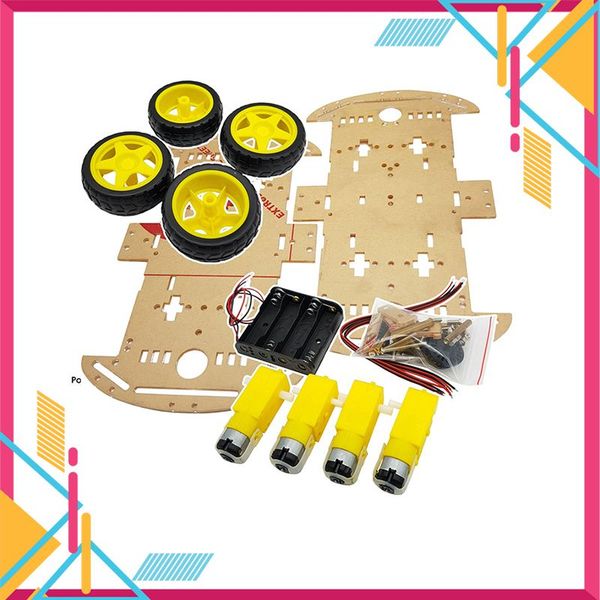 Khung xe robot 4 bánh 2 tầng đủ bộ - Arduino giá sỉ, giá bán buôn - Thị ...