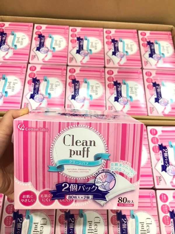 Bông Tẩy Trang Clean puff sét 2 hộp 80 miếng Nhật giá sỉ, giá bán buôn ...
