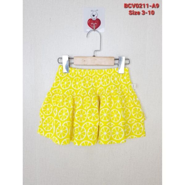 BCV0211-A9 - Chân váy bé gái 2 tầng , in hình quả chanh , màu vàng , size nhỡ 3t-10t . giá sỉ ...