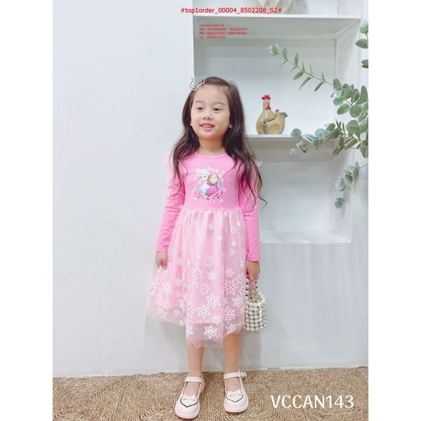 Hàng sỉ HN Váy công chúa elsa tay hến nhún bèo chân hoa tuyết, hình in ...