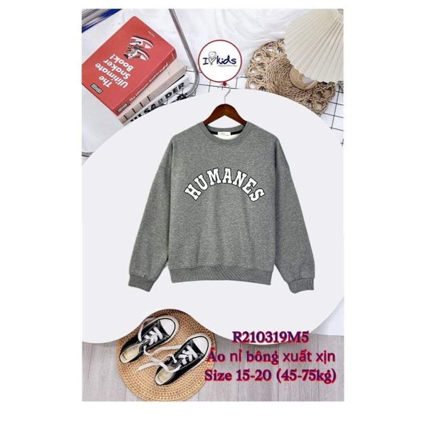 Hàng sỉ HN Mã SP: R220319M1-Áo nỉ bông vải xuất dư cổ tròn, in chữ ...