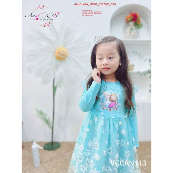 Hàng sỉ HN Váy công chúa elsa tay hến nhún bèo chân hoa tuyết, hình in ...