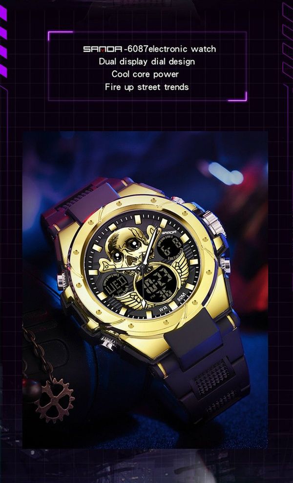 SANDA 6087 dành cho Nam dây silicon mặt hình tròn cực thiết kế cực chất ...