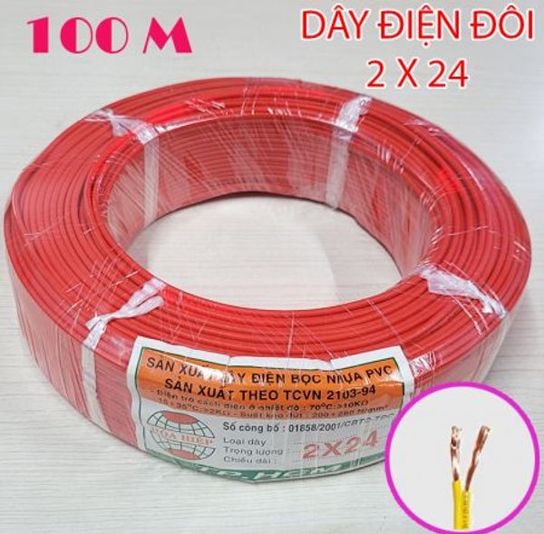 CUỘN DÂY ĐIỆN ĐÔI 100M MÀU 2x24 , 100% ĐỒNG giá sỉ, giá bán buôn - Thị ...
