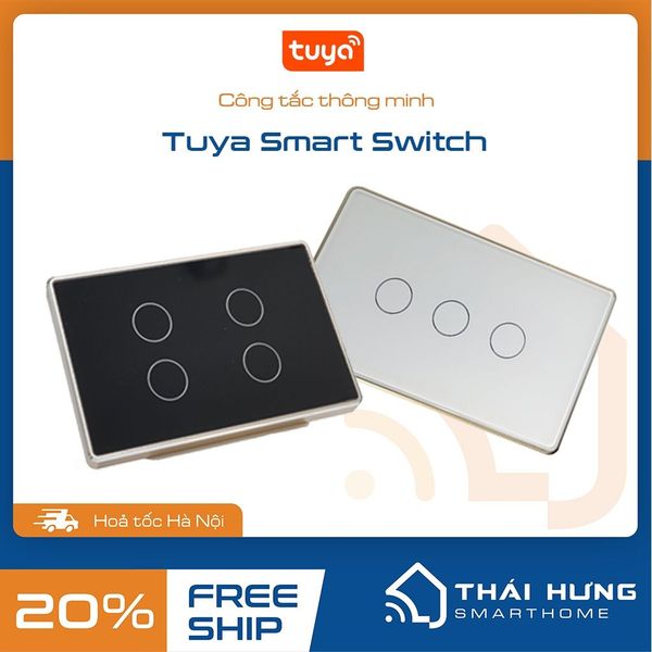 Công tắc Tuya viền nhôm, mặt kính cao cấp App Smart Life, 1-4 nút, đen ...