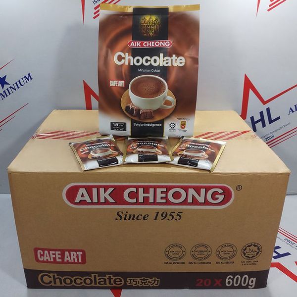 Thùng thức uống Socola (Chocolate) Aik Cheong 20 bịch 600g (15 gói x ...