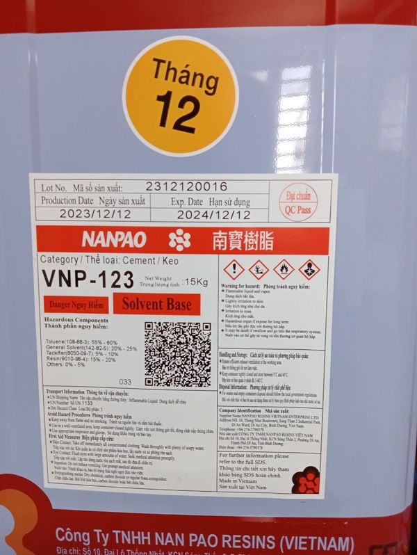 keo nanpao Vn 123 - 15kg cao su, vải, giấy, gỗ, da, da PVC, kim loại, bê tông, vật liệu trong ...