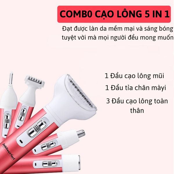 Máy triệt lông toàn thân Jubilee Mart 5in1, cạo lông mày,lông nách,chân,tay,bikini. Máy cạo lông ...