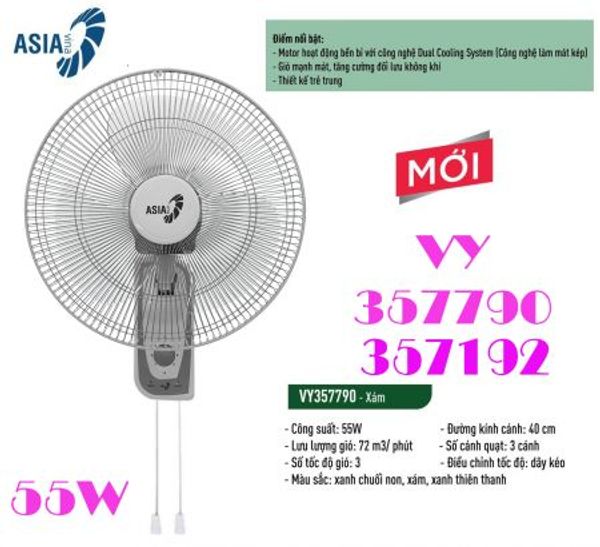 QUẠT TREO ASIA TREO VY 357192 VY357790 CÔNG SUẤT 55W CHÍNH HÃNG giá sỉ, giá bán buôn - Thị Trường Sỉ