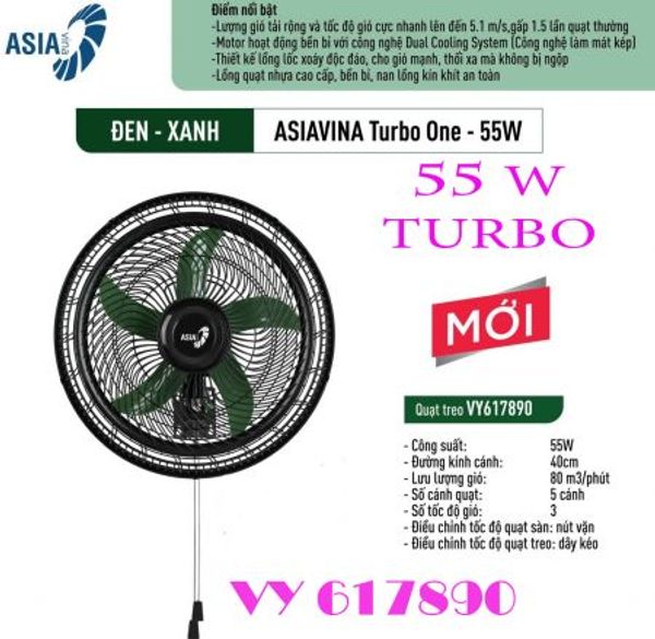 QUẠT TREO ASIA TURBO ONE VY617890 CÔNG SUẤT 55W CHÍNH HÃNG giá sỉ, giá bán buôn - Thị Trường Sỉ
