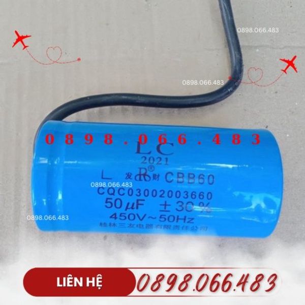 Tụ điện khởi động động cơ xoay chiều một pha 50uF (tụ đề 50uF) hàng đẹp ...
