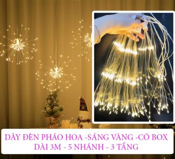 DÂY ĐÈN PHÁO HOA -SÁNG VÀNG -CÓ BOX DÀI 3M - 5 NHÁNH - 3 TẦNG giá sỉ ...