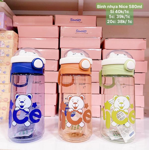 Bình nước nhựa Nice 580ml giá sỉ, giá bán buôn - Thị Trường Sỉ