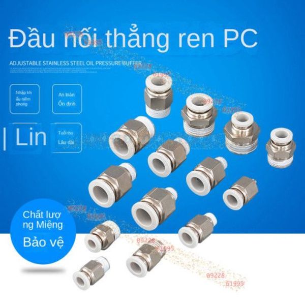 Ống Khí Nén PC8-02 Đầu Nối Nhanh PC4-M5 Cắm Nhanh Ren PC6-01 Thẳng PC10-03 PC12 - LHO9.22.tám ...