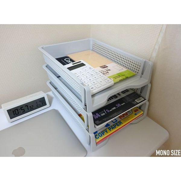 Khay đựng tài liệu A4 màu trắng có thể xếp chồng dáng dọc Inomata nội ...