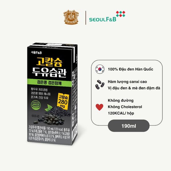 Sữa đậu đen mè đen Seoul F&B Hàn Quốc 190ml X 16 hộp giá sỉ, giá bán buôn - Thị Trường Sỉ