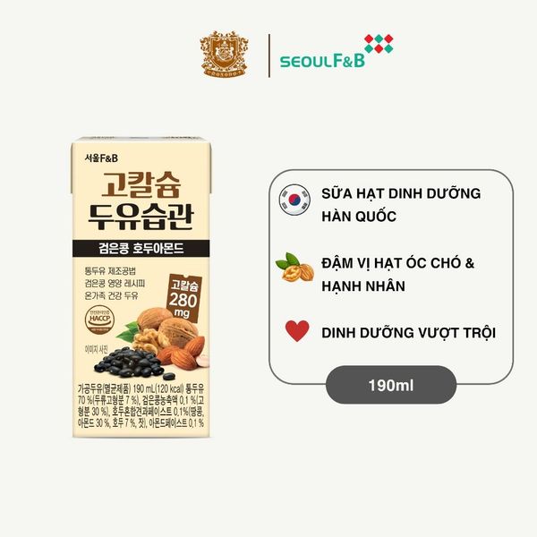 Sữa hạt óc chó, hạnh nhân, đậu đen, macca Seoul F&B Hàn Quốc 190ml X 16 hộp giá sỉ, giá bán buôn ...