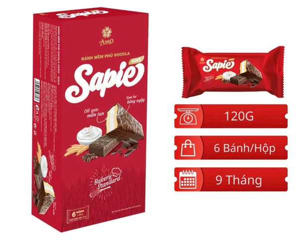 Bánh Phủ Socola Sapie Gold 120g ( thùng 24 hộp) giá sỉ, giá bán buôn ...