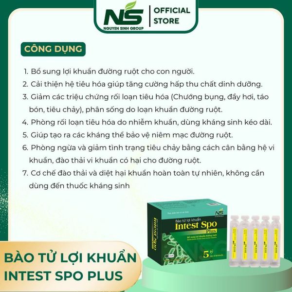 Bào tử lợi khuẩn Intest Spo Plus bổ sung 5 tỷ bào tử lợi khuẩn cho ...
